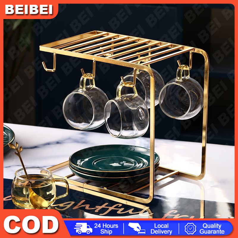 Jual Tempat Gelas Rak Gelas Gantungan Gelas Mewah Besi Tebal | Shopee ...