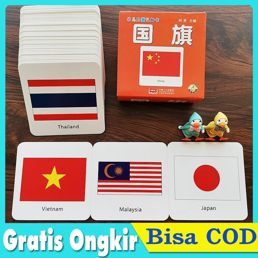Jual 44pcs Mainan Kartu Flash Card Motif Bendera Nasional Negara ...