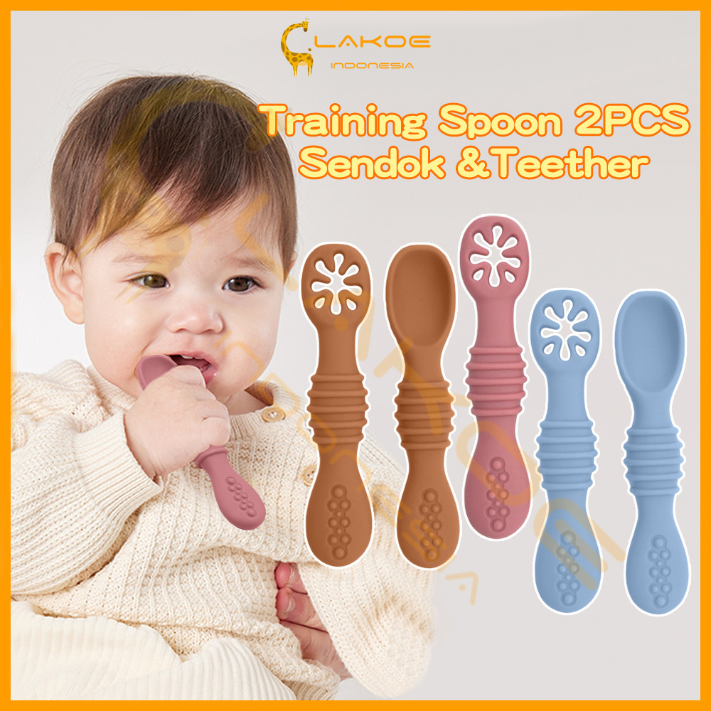 Jual LAKOE 2pcs sendok mpasi silikon Training Spoon Bayi Sendok Makan ...
