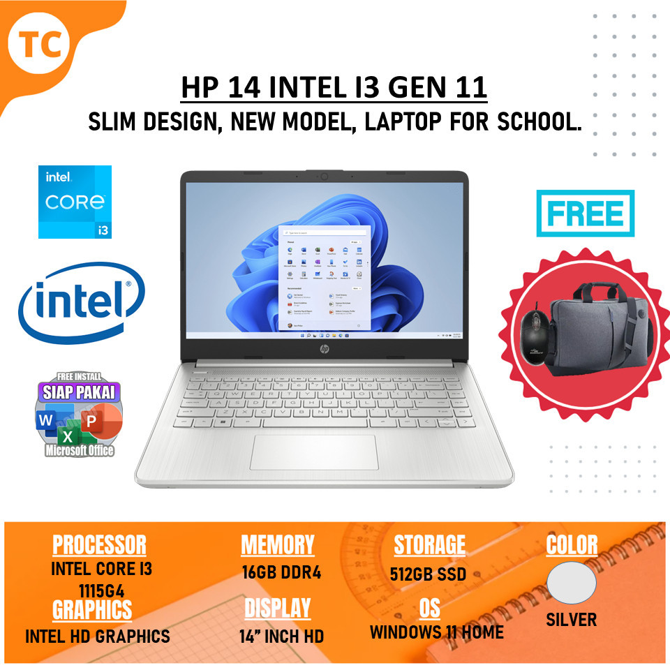 Jual Laptop Murah Baru Hp 14 Intel Core I3 1115G4 Ram 16GB Ssd 512GB 14 ...