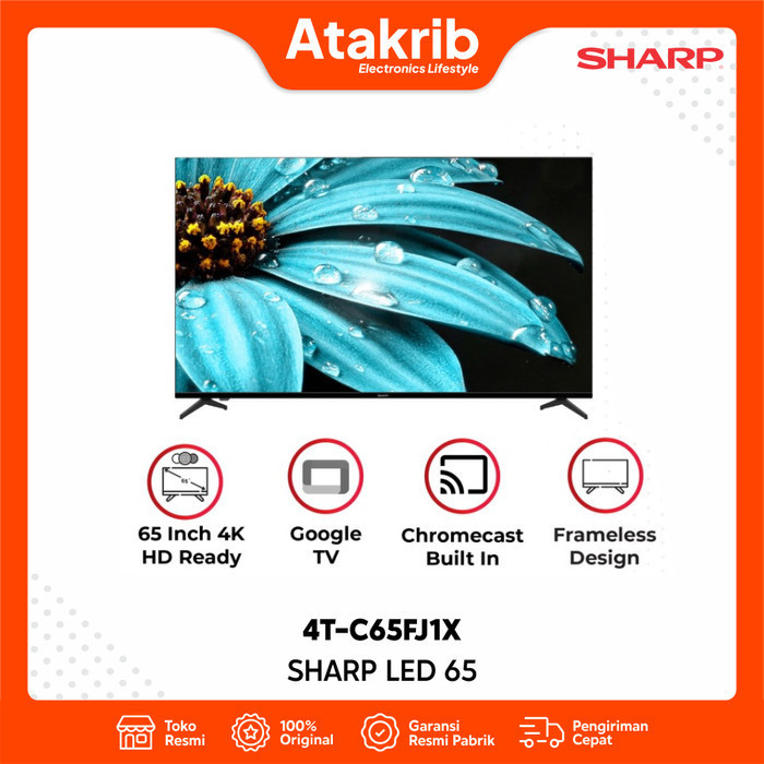 Jual SHARP LED 65 4T-C65FJ1X 4K UHD Frameless Google TV | Shopee Indonesia