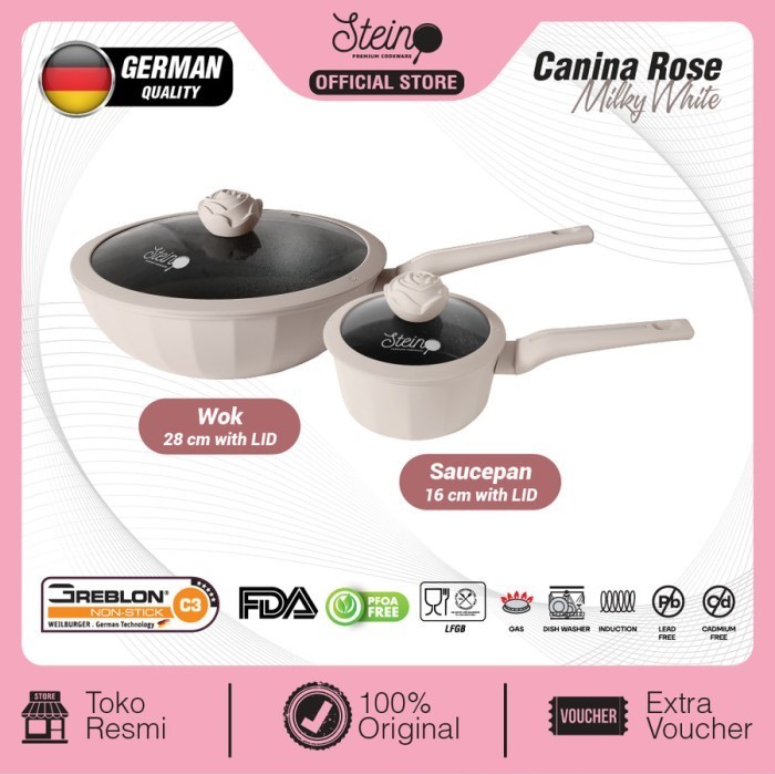Jual Stein Steincookware Canina Rose Series 2in1 Wok 28 + Sauce Pan 16 ...