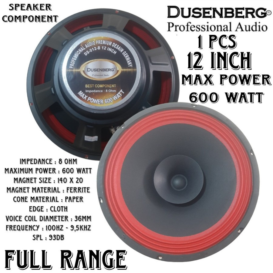 Jual SPEAKER 12 INCH DUSENBERG BEST COMPONENT FULL RANGE DS-012-B ...