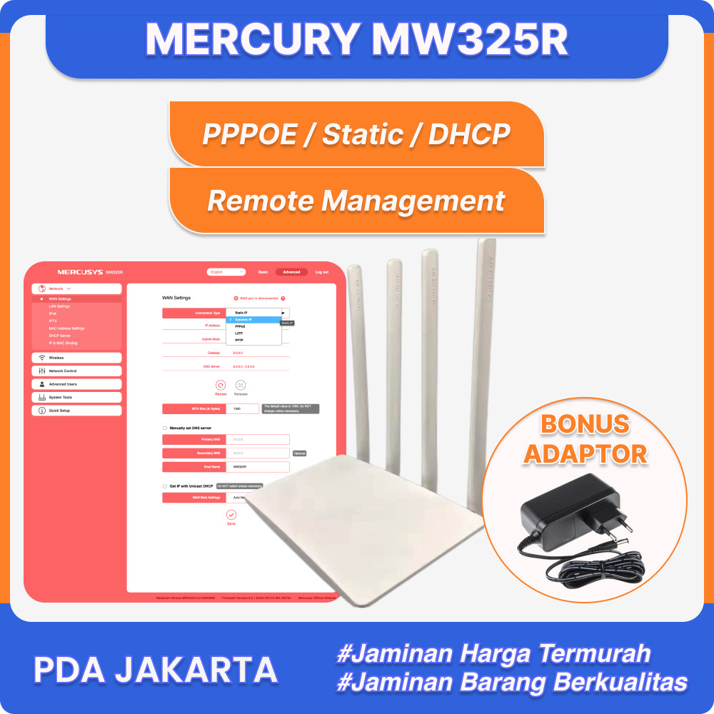 Jual Router Mercury MW325R 300Mbps PPPoe dan Remote Management Wireless ...
