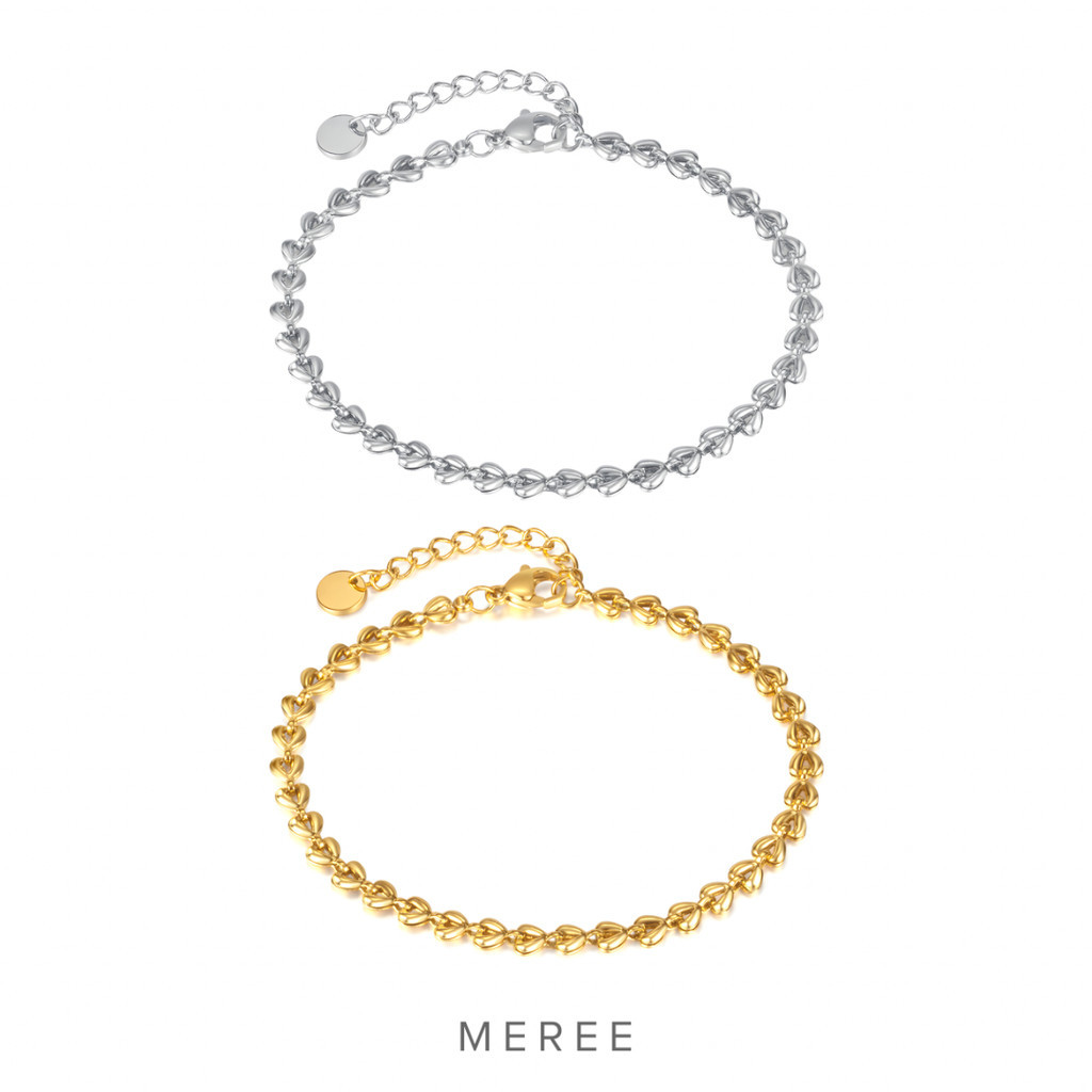 Jual Meree - Charley Hollow Heart Chain Bracelet Stainless Steel Tahan ...