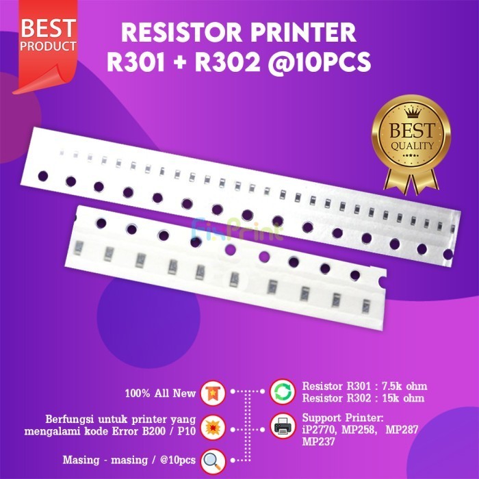 Jual Resistor Canon R301 & R302, For Error P10 / B200 752 Printer MP258 ...