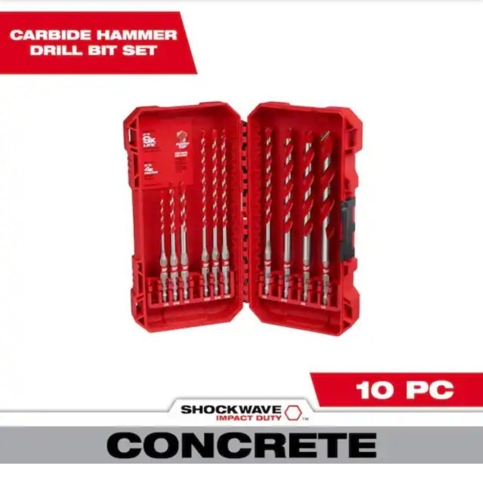 Jual Mata Bor Beton Milwaukee 48-20-9058 SHOCKWAVE Carbide Bit Set (10 ...
