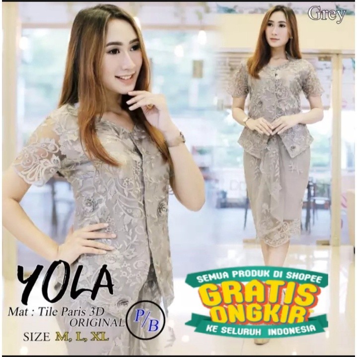 Jual Stelan Kebaya Modern YOLA rok pendek /Setelan Kebaya Encim Premium ...