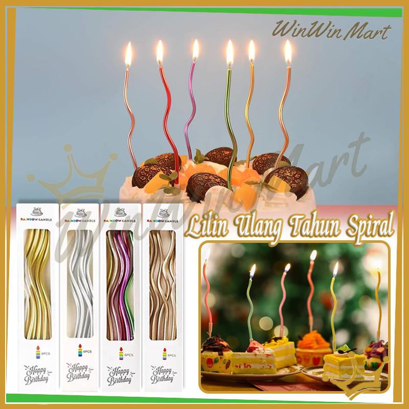 Jual Lilin Ulang Tahun Spiral/Lilin bentuk Keriting 6pcs/Lilin Spiral ...
