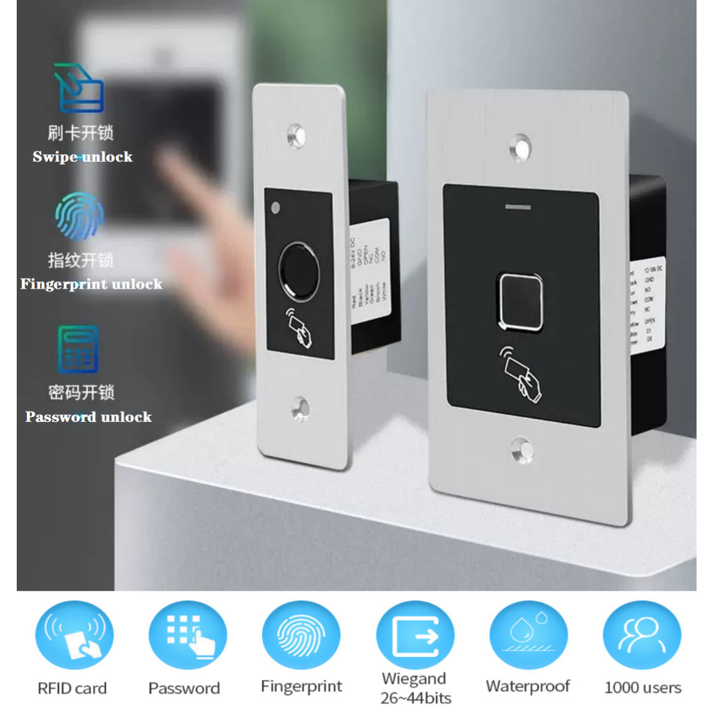 Jual Fingerprint Biometric Access Control Multiple Styles Waterproof Embeddable and Wall Mounted ...