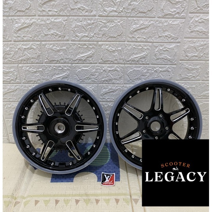 Jual Velg CNC Casting Model Marus W126 Black Vespa Sprint Primavera S ...