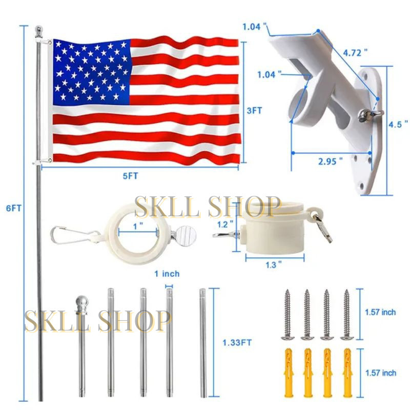 Jual Tiang Bendera Bahan Stainless Steel Ukuran 1,8M Flagpole Bracket ...