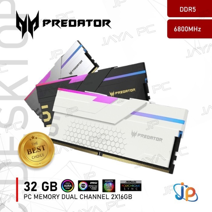 Jual Memory Predator Hermes RGB PC54400 6800Mhz DDR5 32GB - 2x16GB Ram ...