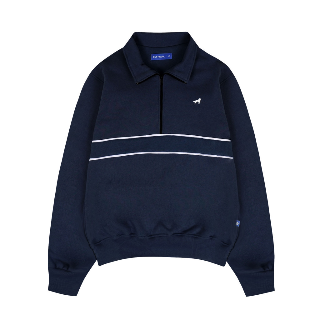 Jual Gut Franc - Franc Navy Half Zip Sweater | Shopee Indonesia