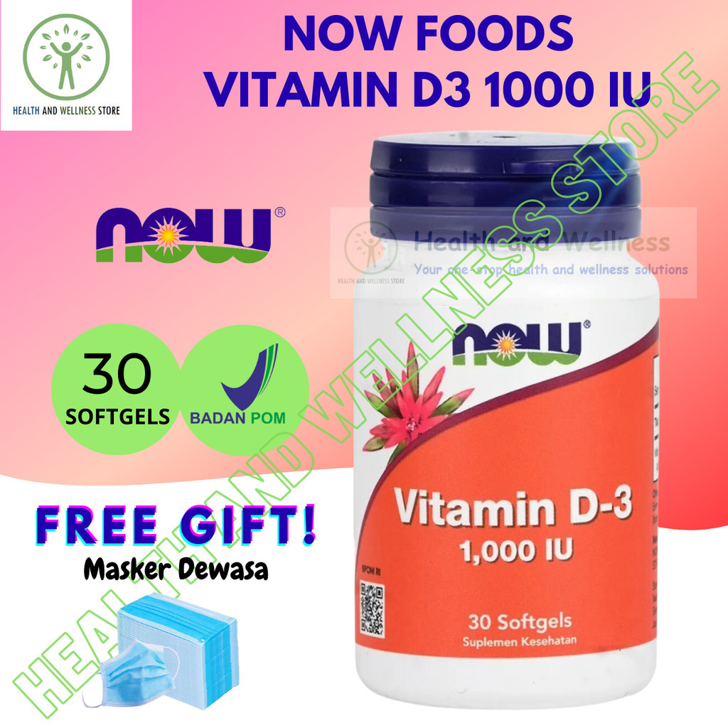 Jual Now Foods Vitamin D3 1000 Iu 30 Softgels Vitamin D | Shopee Indonesia