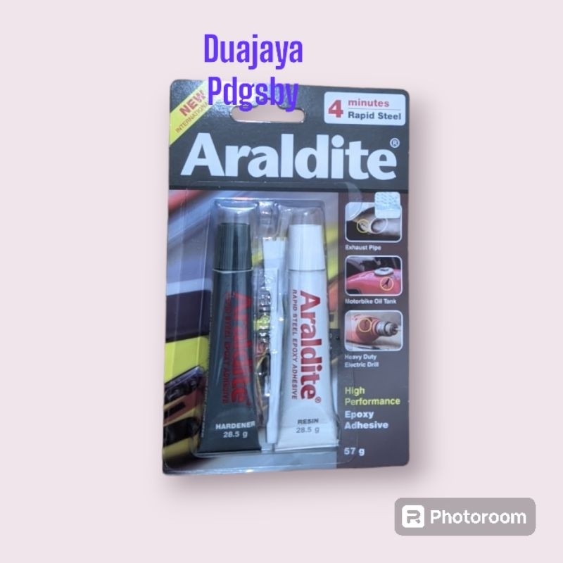 Jual Lem Araldite 4 Menit Rapid Steel Epoxy Hitam Putih Abu Lem Besi ...