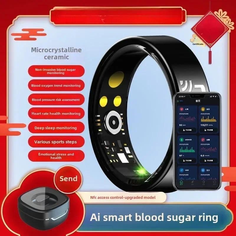 Jual 3rd NFC Microcrystalline Ceramic High-precision Non-invasive Blood Glucose Smart Ring Blood ...
