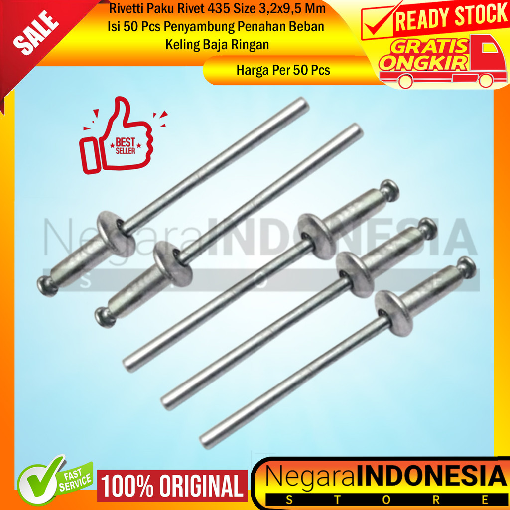 Jual Rivetti Paku Rivet 435 Size 3,2x9,5 Mm Isi 50 Pcs Penyambung ...