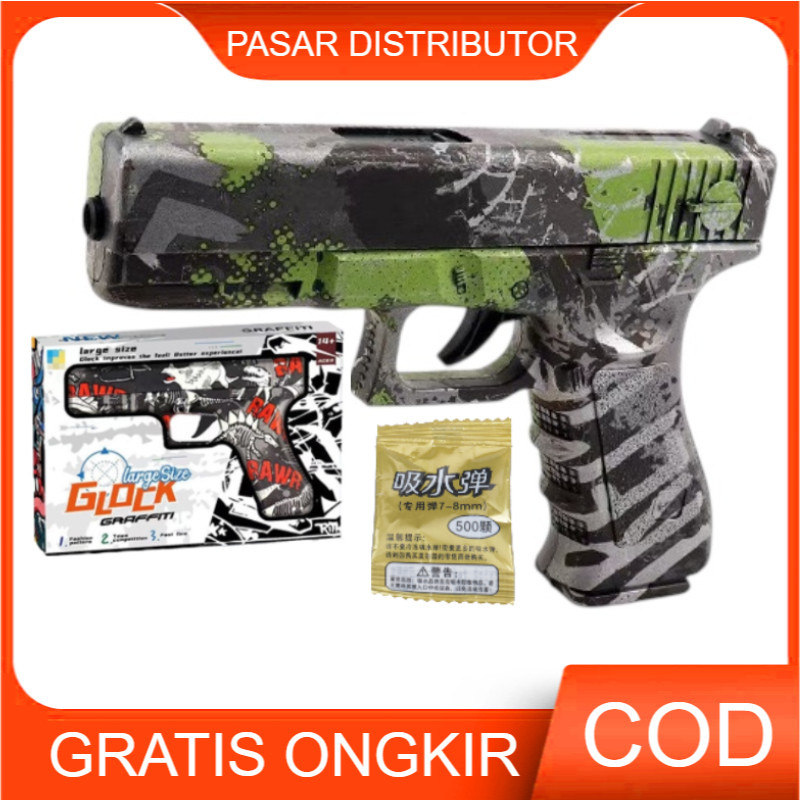 Jual Mainan Anak LARGE SIZE GLOCK GRAFFITI 5160 Mainan Tembakan Water ...