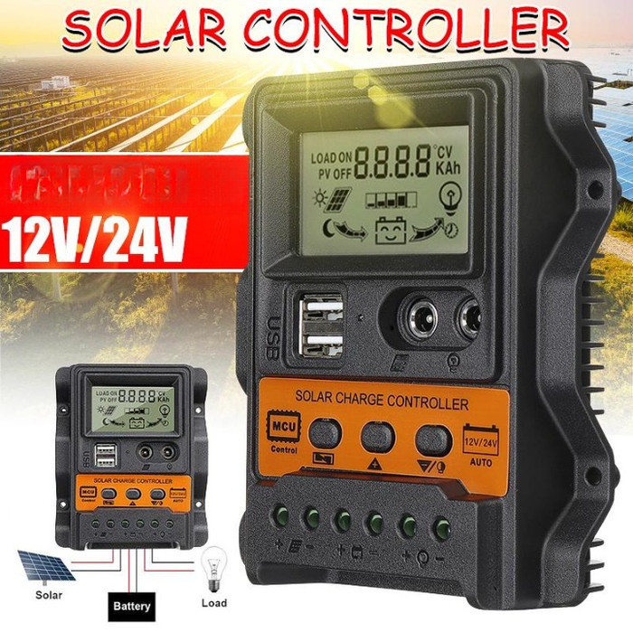 Jual Solar Charge Controller LCD PWM Baterai 12v 24v 30A Modul Control ...
