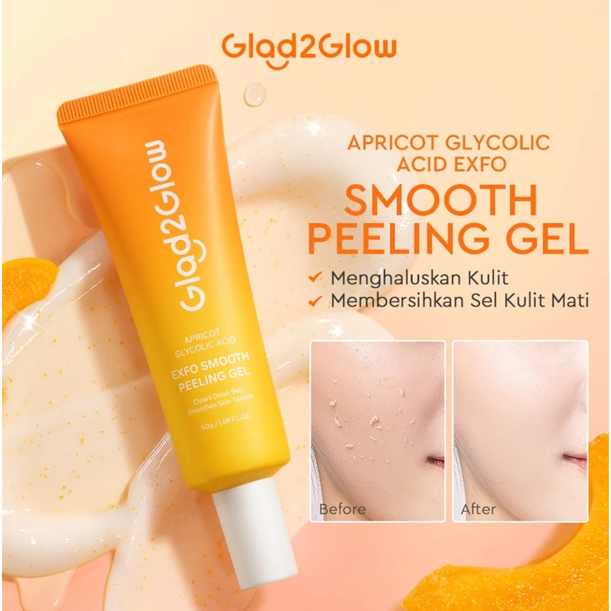 Jual GLAD2GLOW Peeling Gel Apricot Glycolic Acid Exfo Smooth Eksfoliasi ...