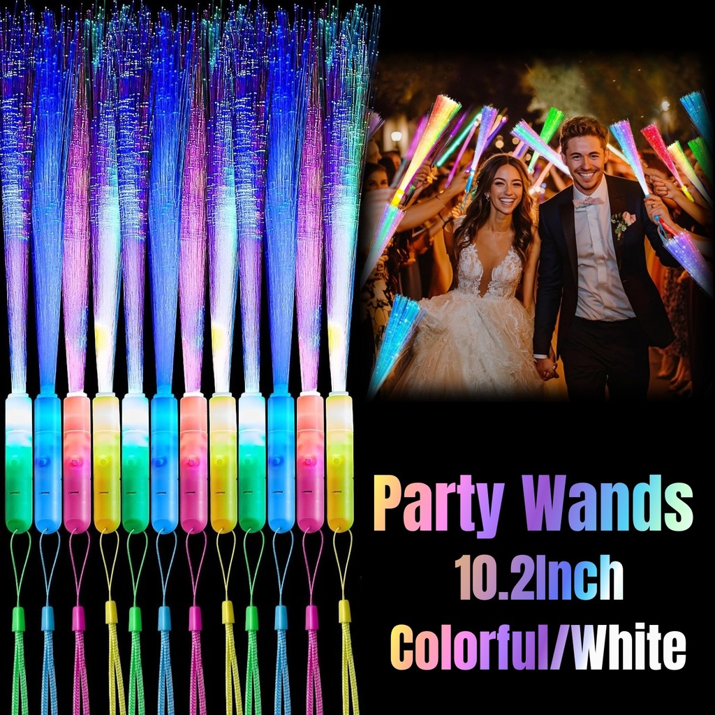 Jual 12/24/48PCS Light Up Fiber Wands for Kids Wedding Fiber Optic ...