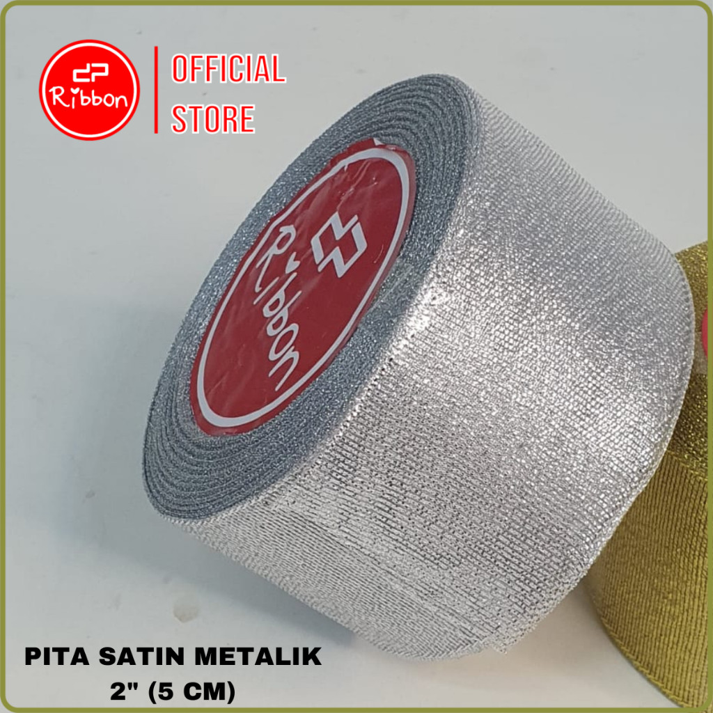 Jual Deparcel Ribbon 1 Roll Ribbon Pita Emas/Perak 2" 5cm Pita Metalik ...