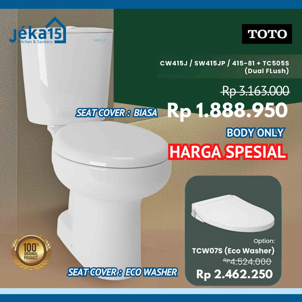 Jual TOTO CW415J Dual Flush Closet Duduk Kamar Mandi | Shopee Indonesia