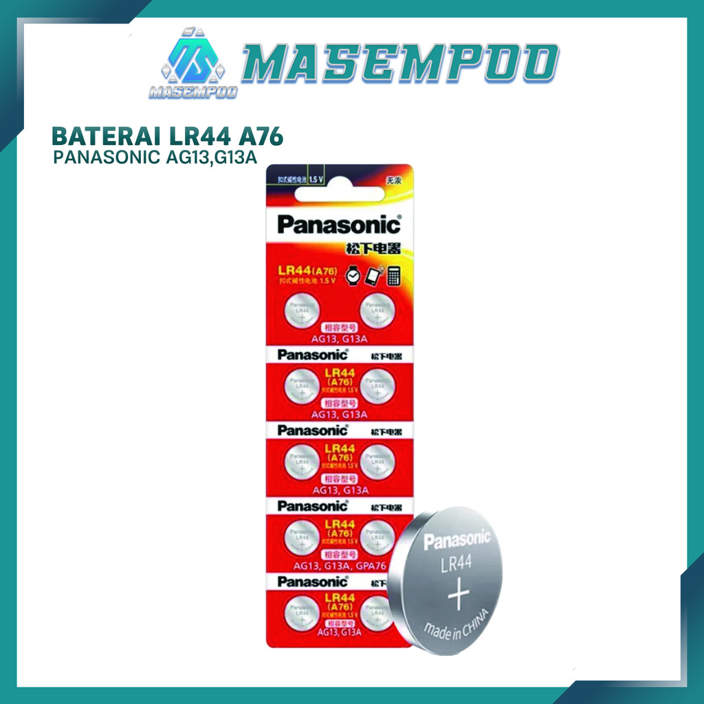 Jual Baterai Panasonic LR44 / A76 isi 1 pcs 1,5V Battery - Batere ...