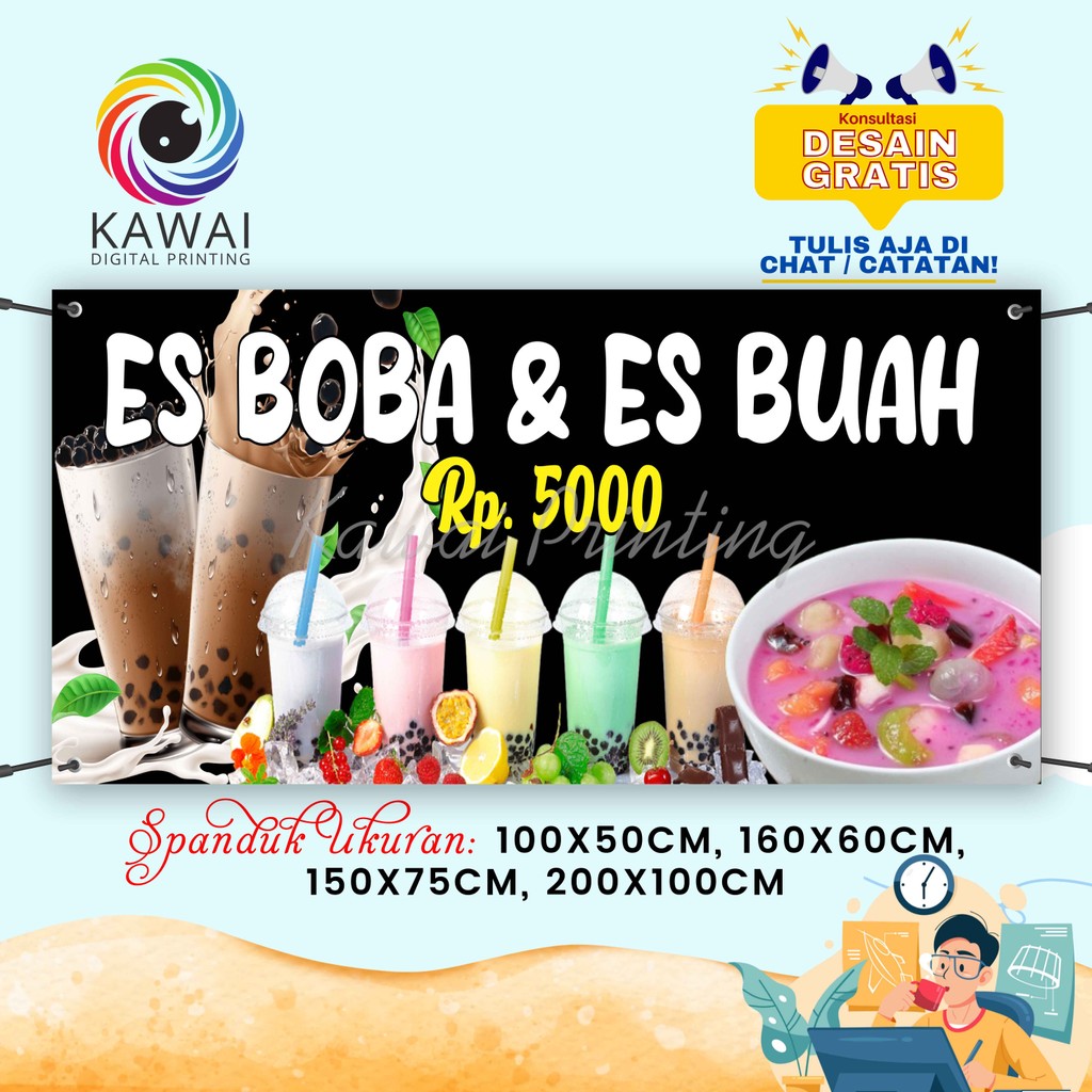 Jual Spanduk Banner MMT Boba & Es Buah Rekuest 200x100 Cm | Shopee ...