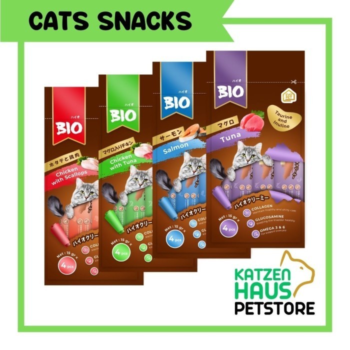 Jual BIO CREAMY Snack Kucing 15GR (Isi 4pcs) | Shopee Indonesia