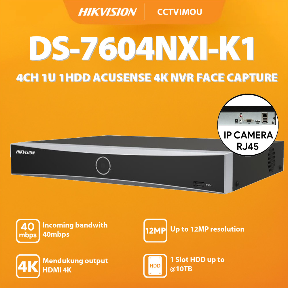 Jual HIKVISION DS-7604NXI-K1 4CH 1U 1HDD ACUSENSE 4K NVR FACE CAPTURE ...