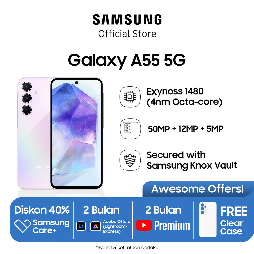 Jual Samsung Galaxy A55 5G 12/256GB - Awesome Lilac | Shopee Indonesia