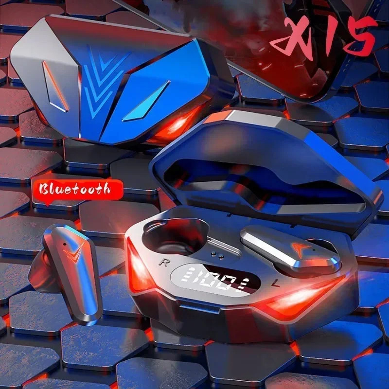 Jual TWS X15 Gaming Headset Bluetooth V5.2 LED Smart Display Headphone ...