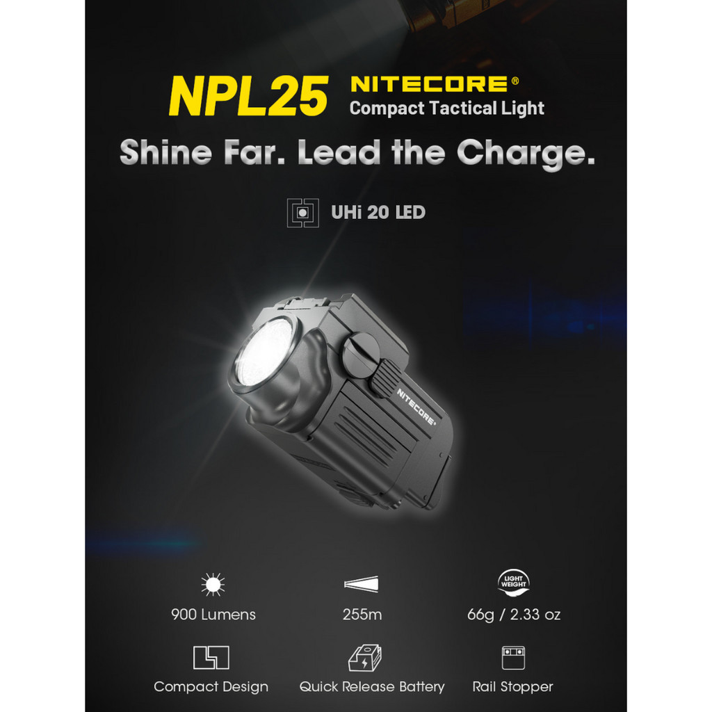Jual NITECORE Senter Pistol LED Weapon Light Tactical Uhi 20 900 Lumens ...