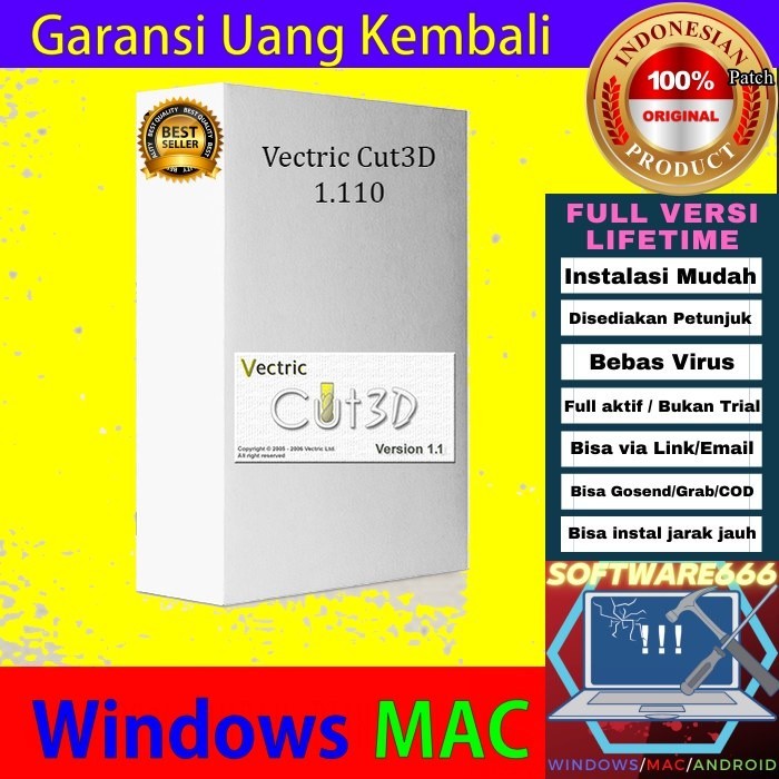 Jual Software Edit Vektor Pola 3D: Vectric Cut3D 1.11 [WIN] - SOFTWARE - APLIKASI - PC | Shopee ...
