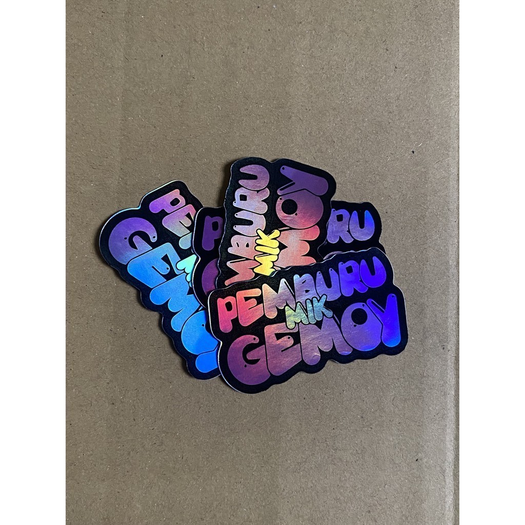 Jual Sticker Hologram Aestetik keren PEMBURU MIK GEMOY - STH23 ...