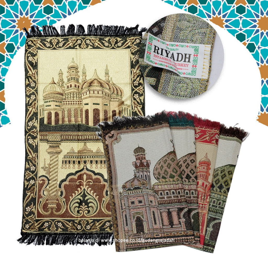 Jual [NEW] Sajadah Travel Oleh Oleh Haji Turkey Riyadh Benang Mas 55 x ...