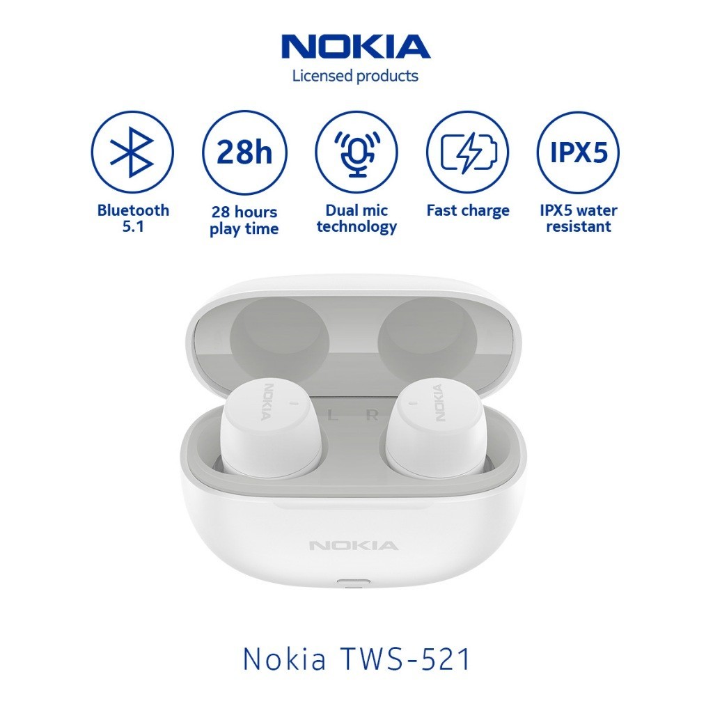 Jual Nokia Micro Earbuds Pro TWS-521 Small Earbuds with Dual Mic ...