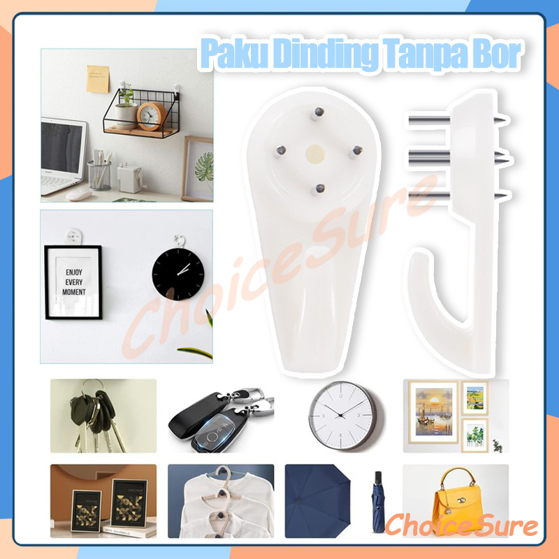 Jual paku Dinding Tanpa Bor / Paku Gantungan Dinding Frame Foto Lukisan ...