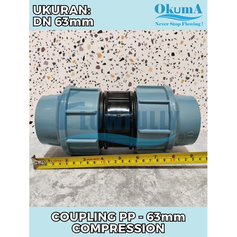 Jual Coupling Pp 63 Mm Okuma Pn 16 Hdpe Compression Coupler Lurus ...