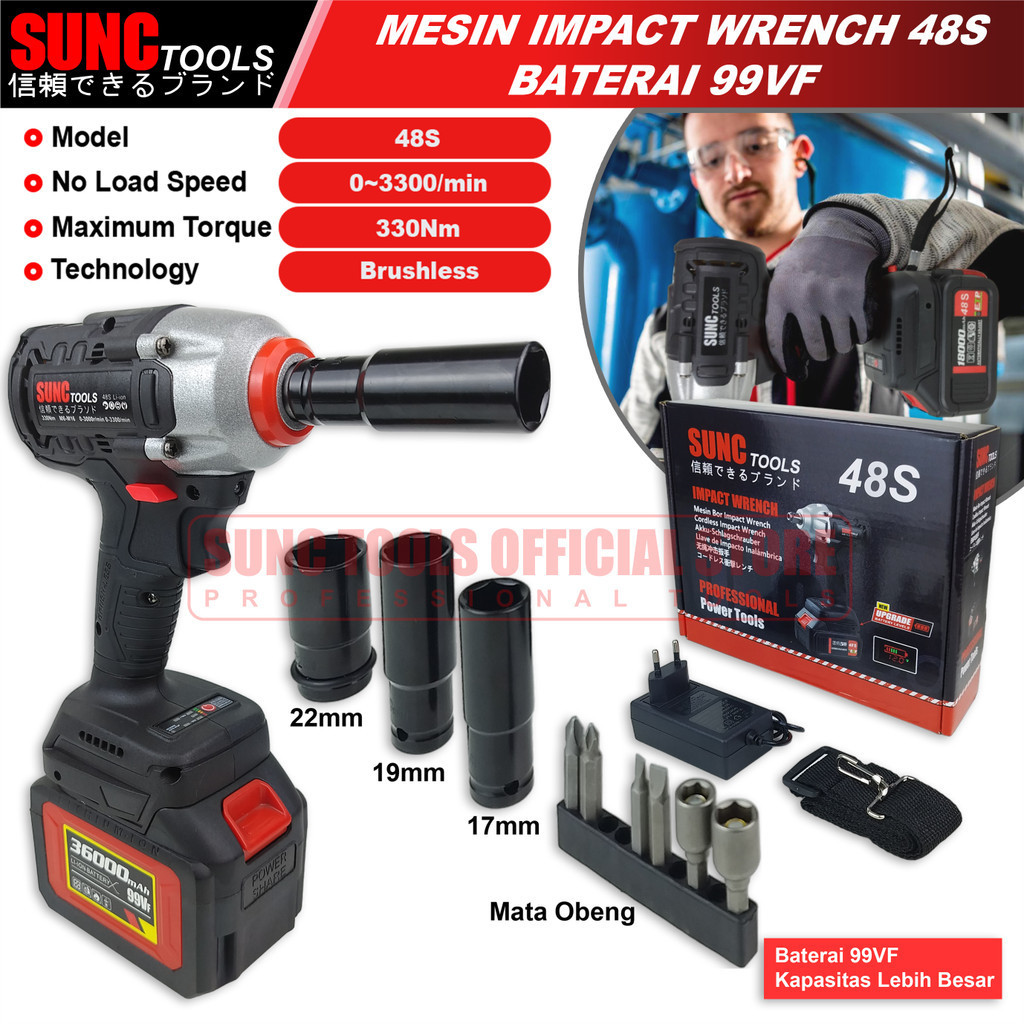 Jual SUNC TOOLS Impact Wrench Mesin Impact Baterai Mesin Torsi 48S 99VF ...