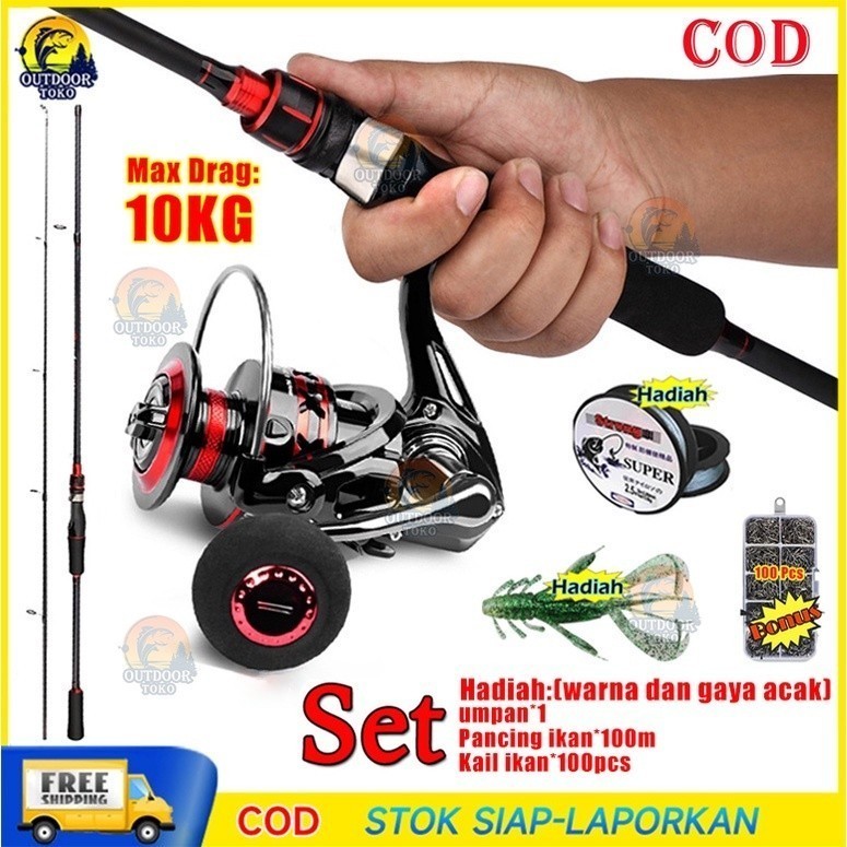 Jual Bahan Serat Karbon Spinning Fishing Rod Alat Pancing 1.65M /1.8M ...