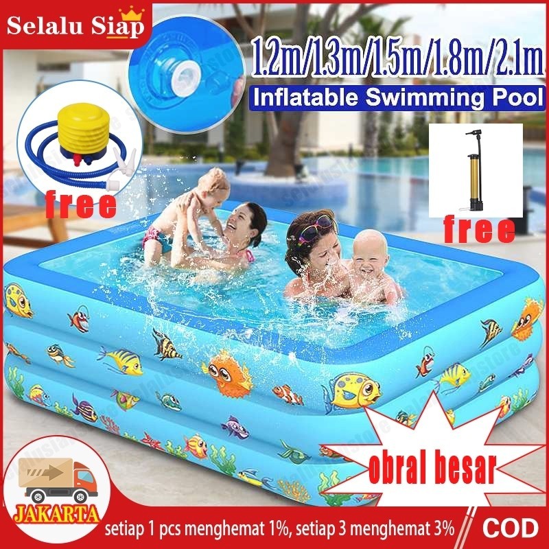 Jual kolam renang anak jumbo 2.1m+Pompa petak karet bahan tebal 2.1M ...