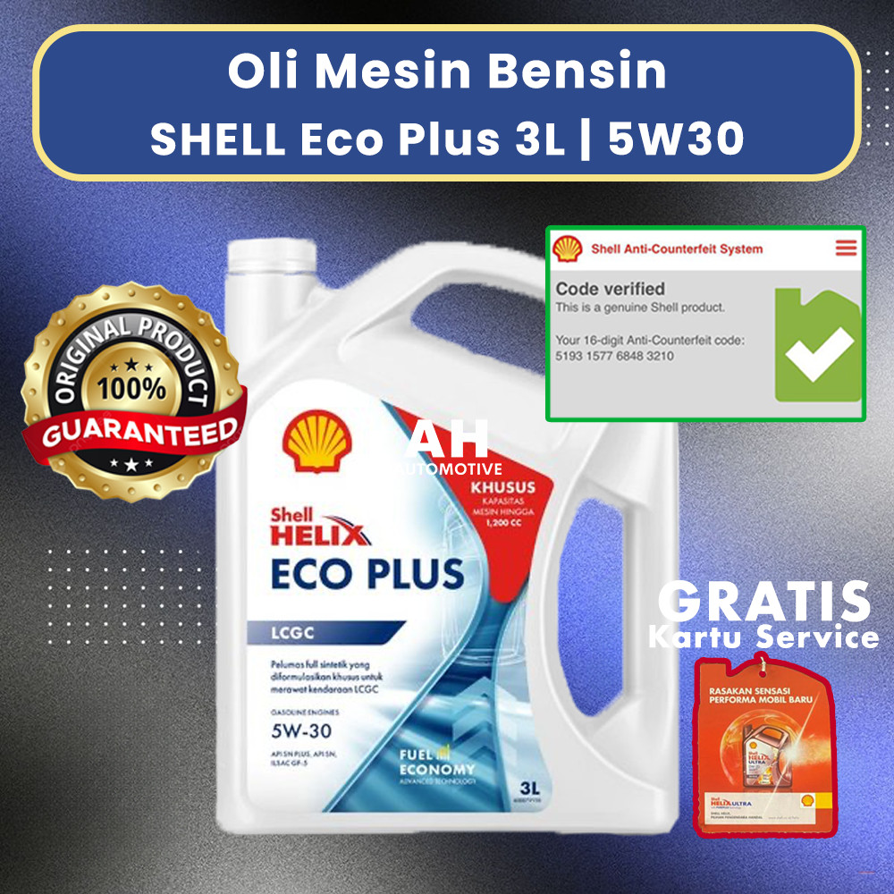 Jual Oli Mesin Mobil Shell ECO Plus LCGC 5W30 3L 5W-30 Bensin 3Liter | Shopee Indonesia