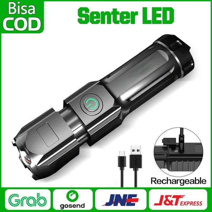 Jual GW SENTER SWAT LED 36W / FLASH LIGHT PORTABLE RECHARGEABLE ZOOM SUPER TERANG | Shopee Indonesia