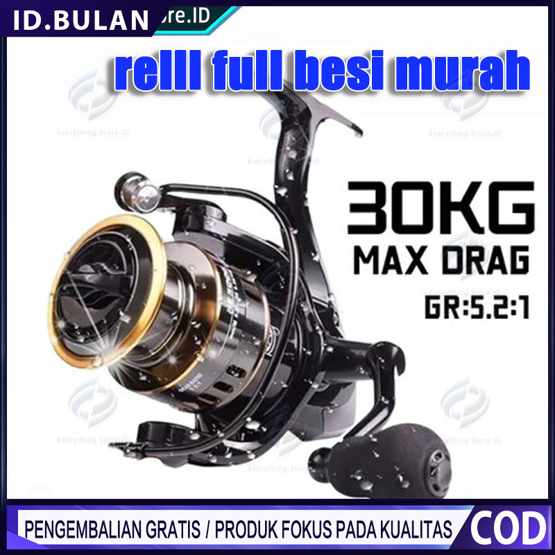 Jual reel pancing alat pancing asli besi fishing reel 10kg drag 5.2:1 Kincir Logam Berkekuatan ...