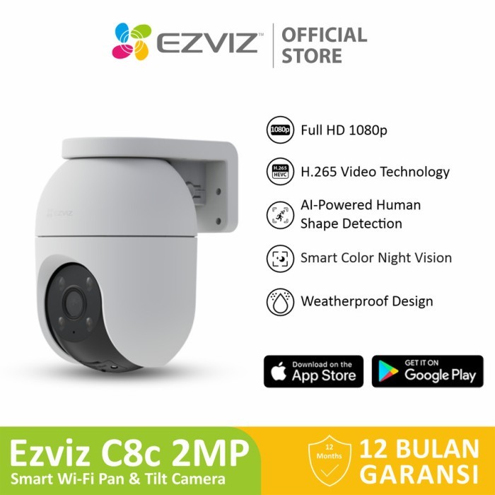 Jual Ezviz C8C Pro AI 1080P Color Night PTZ Wireless IP Camera CCTV ...