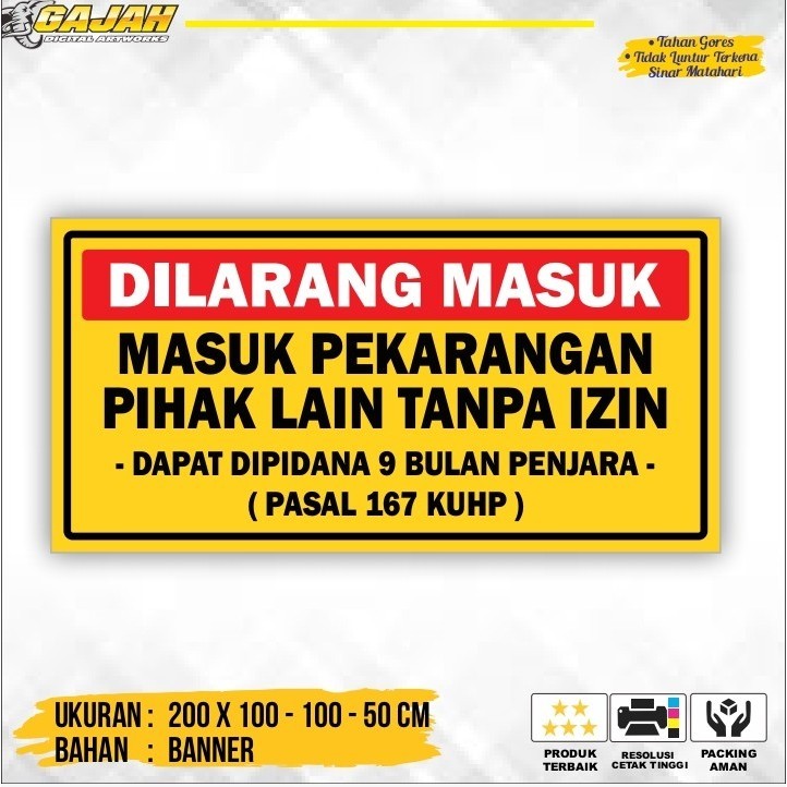 Jual SPANDUK DILARANG MASUK PEKARANGAN ORANG LAIN TANPA IZIN | Shopee ...