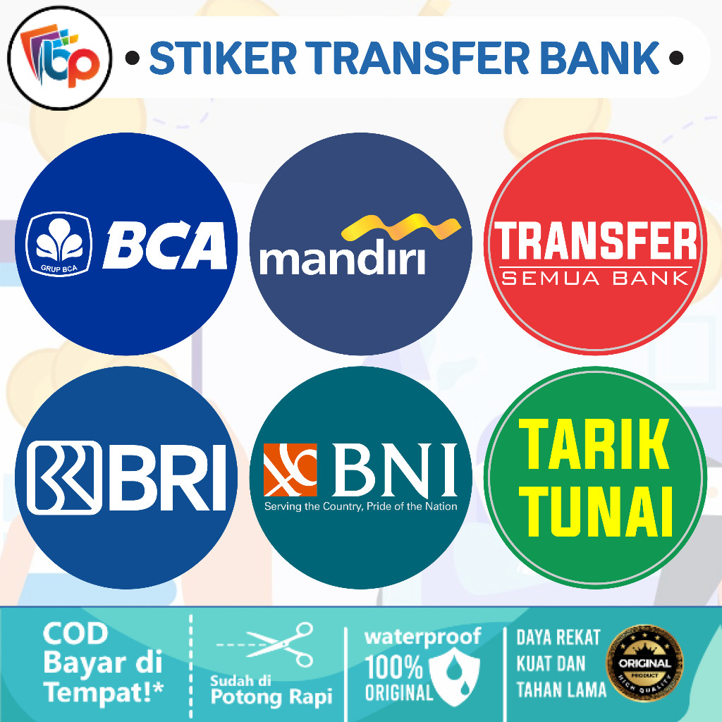 Jual Stiker Logo Bca Mandiri Bri Bni Transfer Tunai Tarik Tunai ...